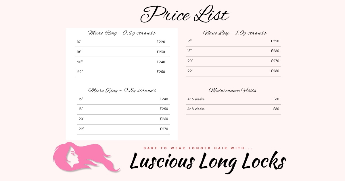 Price List - Luscious Long Locks
